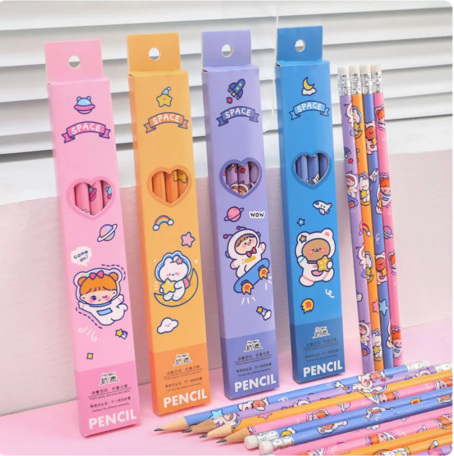 Kawaii Pencils Set of 4 (3 Colors) - Paper Bear Shop